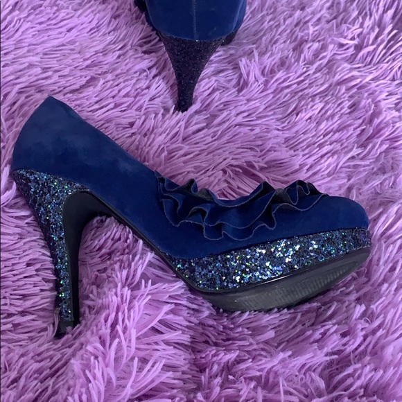 Daytrip | Shoes | Royal Blue Glitter Heels | Poshmark